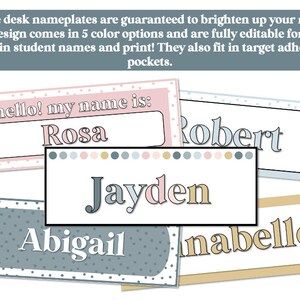 Editable Student Desk Name Tags | Name Plates | Soft Boho - Etsy
