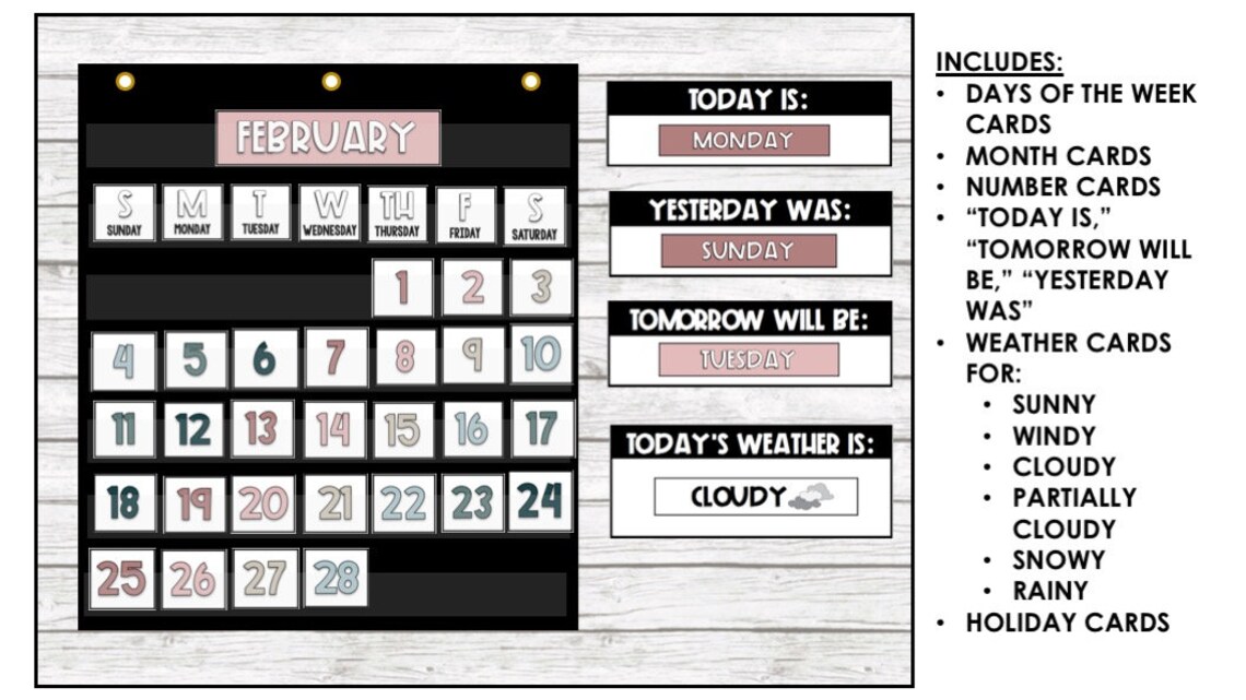 BOHO Monthly Calendar Cards Classroom Resource - Etsy