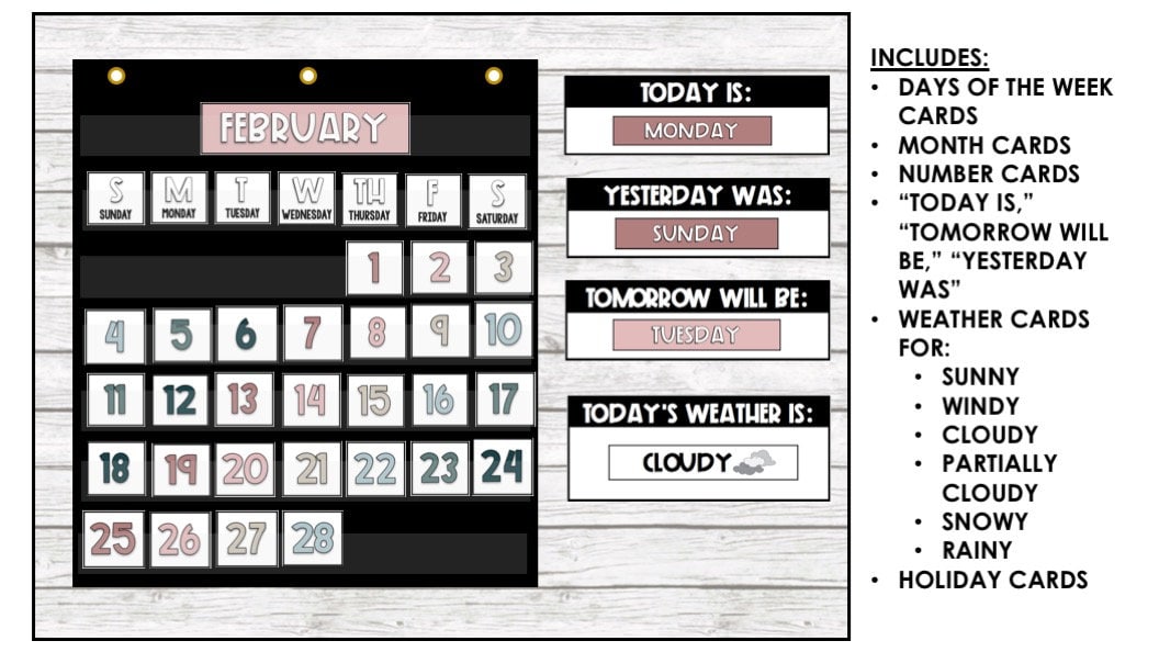 BOHO Monthly Calendar Cards Classroom Resource - Etsy