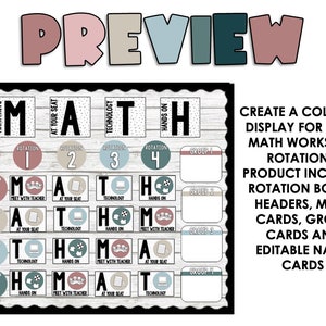 BOHO Math Workshop Rotation Board | Editable | Math Centers - Etsy