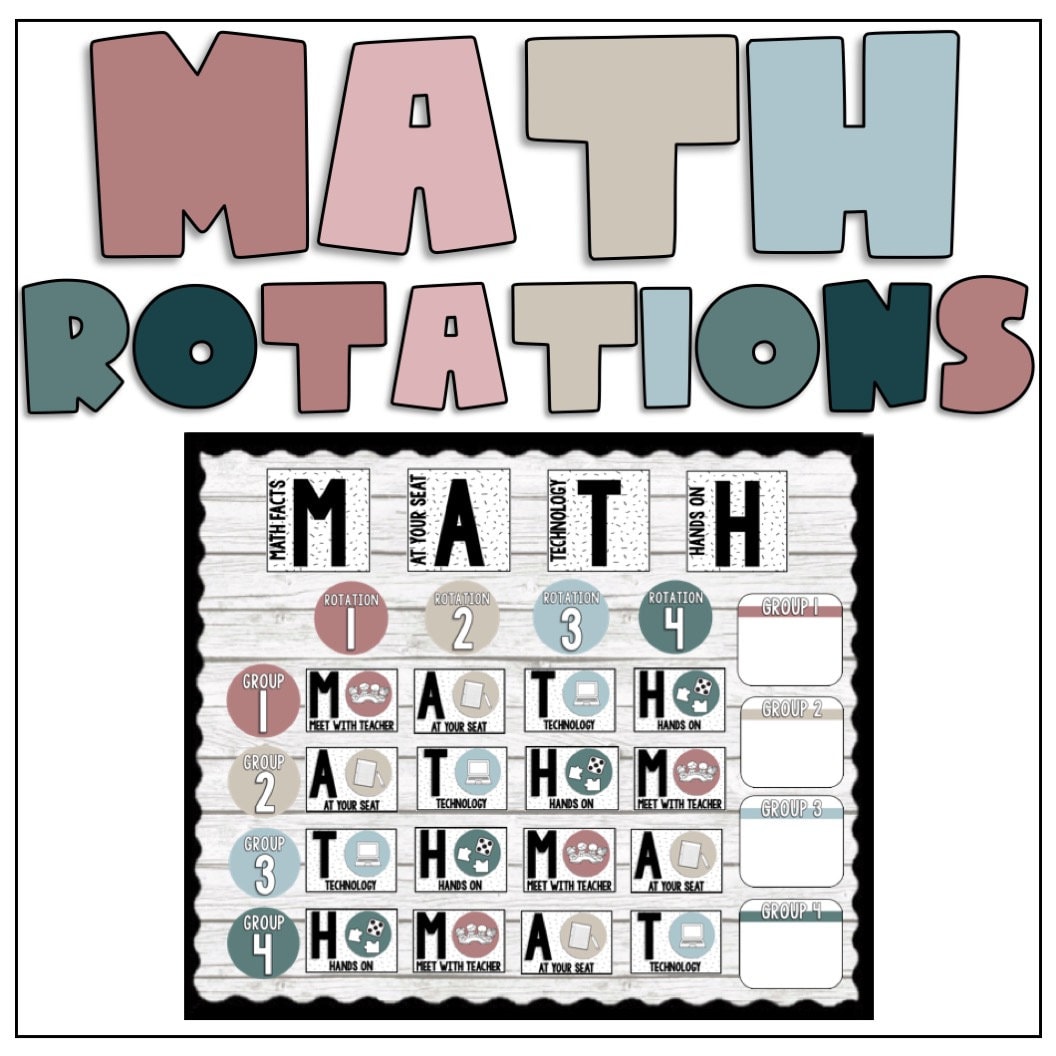 BOHO Math Workshop Rotation Board | Editable | Math Centers - Etsy
