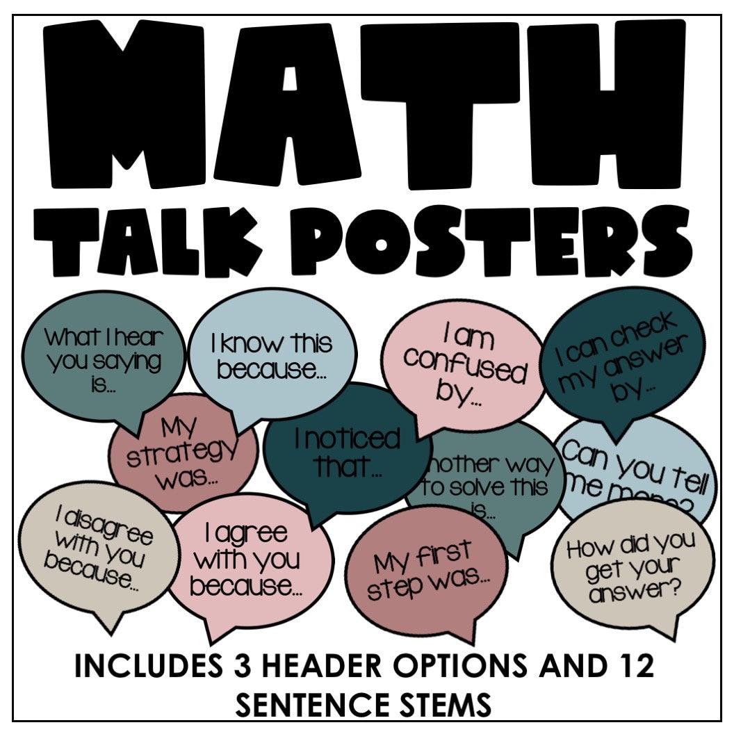 Boho Math Talk Posters | Sentence Stems | Number Talks - Etsy