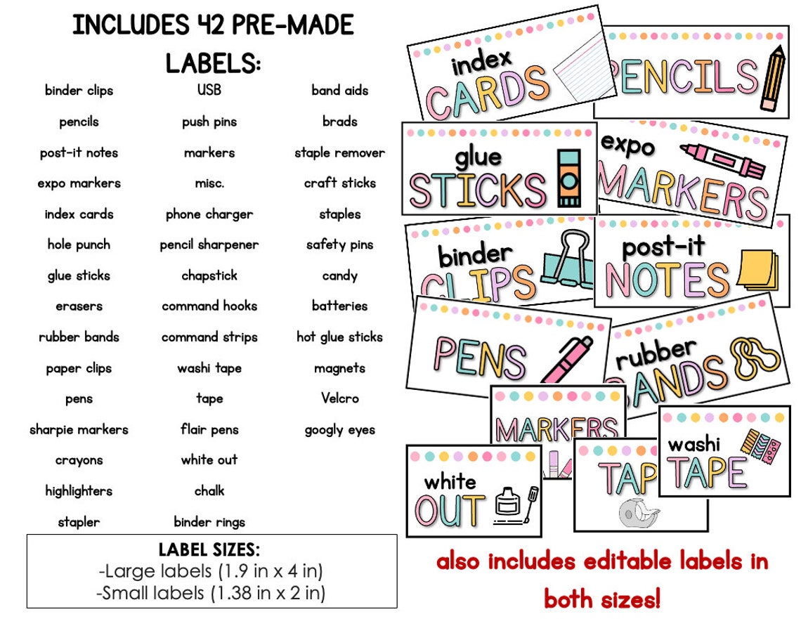 Editable Teacher Toolbox Labels | Rainbow Sprinkle - Etsy