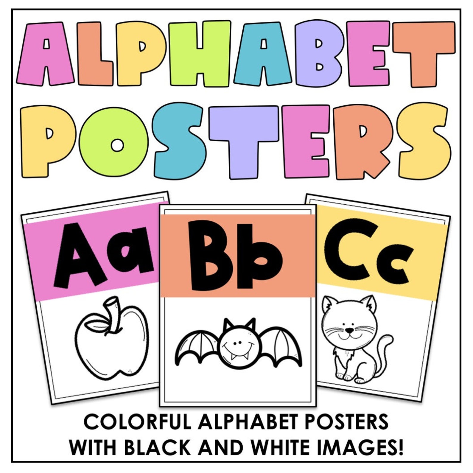 Colorful Alphabet Posters and Chart - Etsy