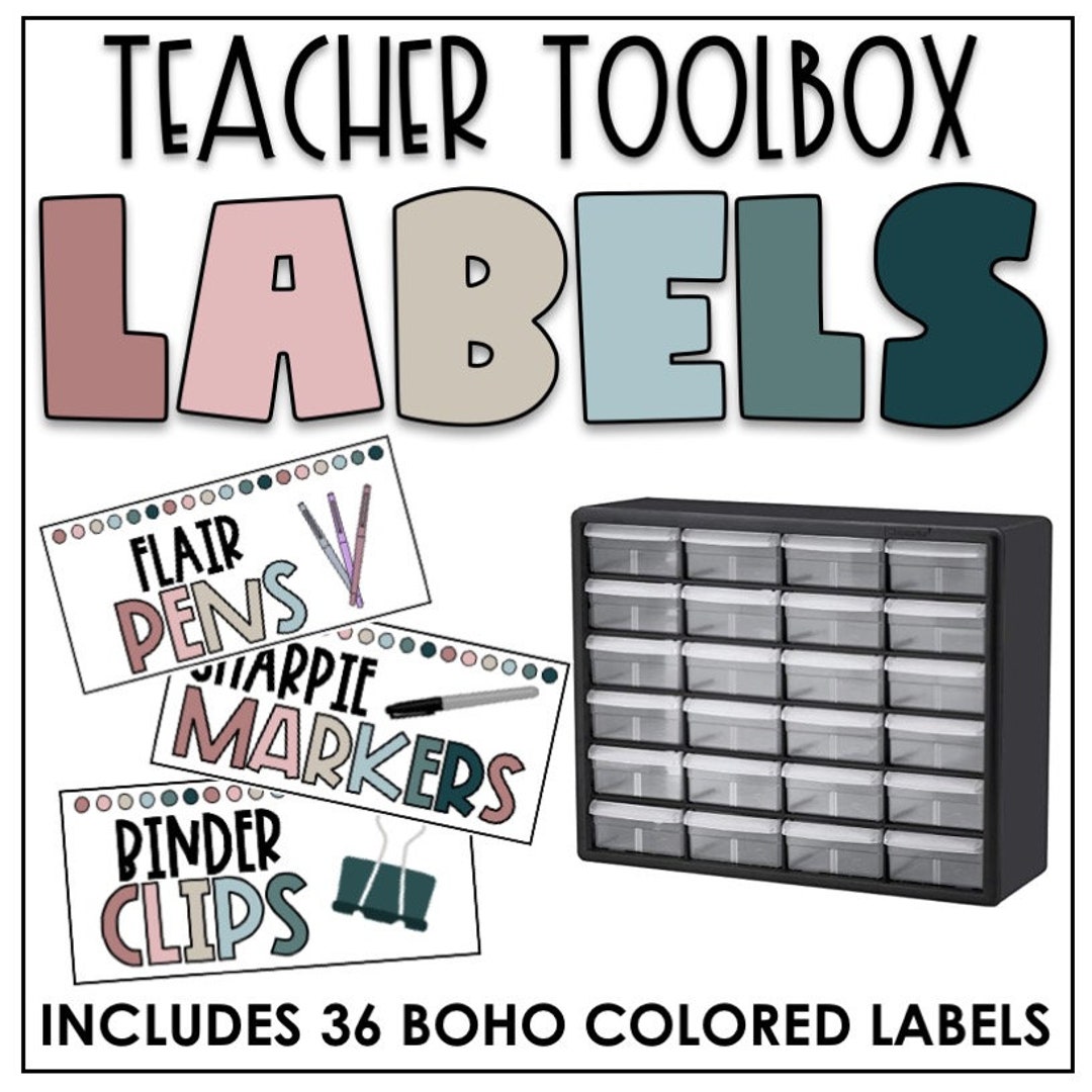 Editable BOHO Teacher Toolbox Labels - Etsy