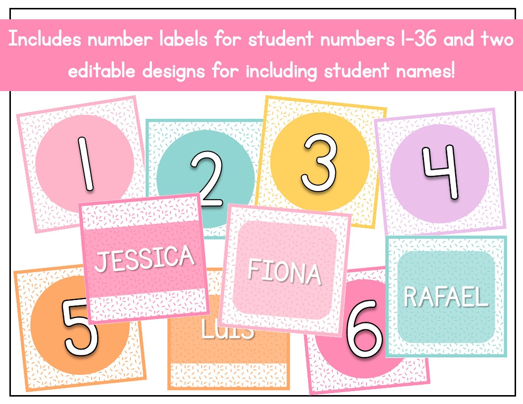 Editable Student Book Box Labels | 1-35 | Rainbow Sprinkles - Etsy
