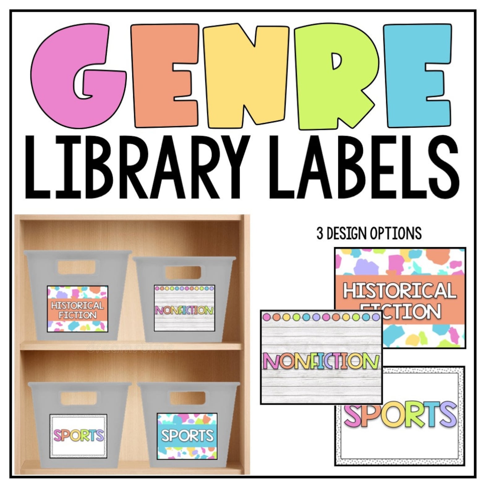 EDITABLE Colorful Classroom Library Genre Labels - Etsy