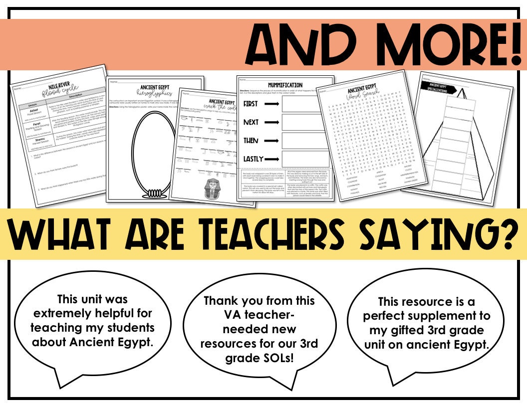 Ancient Egypt Unit Activities Ancient Civilizations VA SOL - Etsy