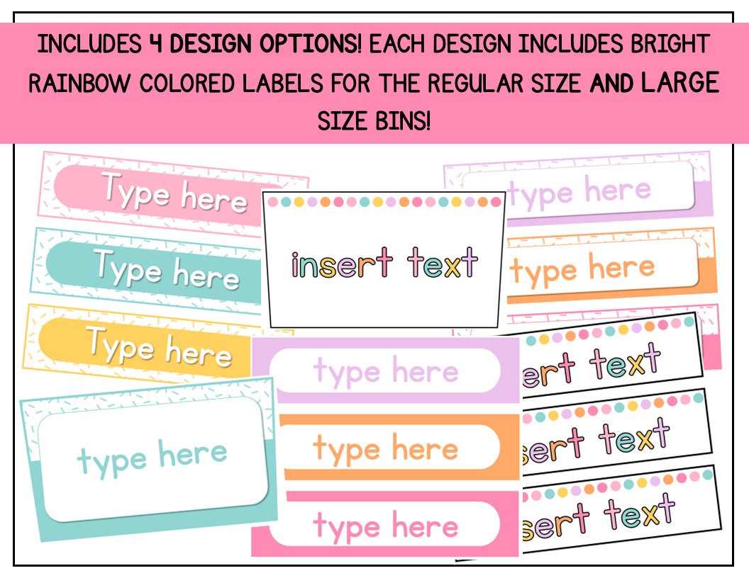 Editable Rolling Cart Labels | Sterilite 3 Drawer Labels | Rainbow ...