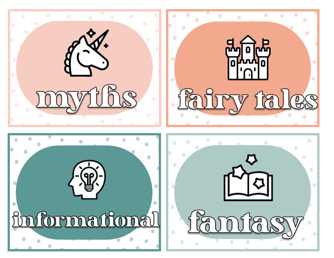 Editable Genre Labels | Classroom Library | Pastel Paradise - Etsy