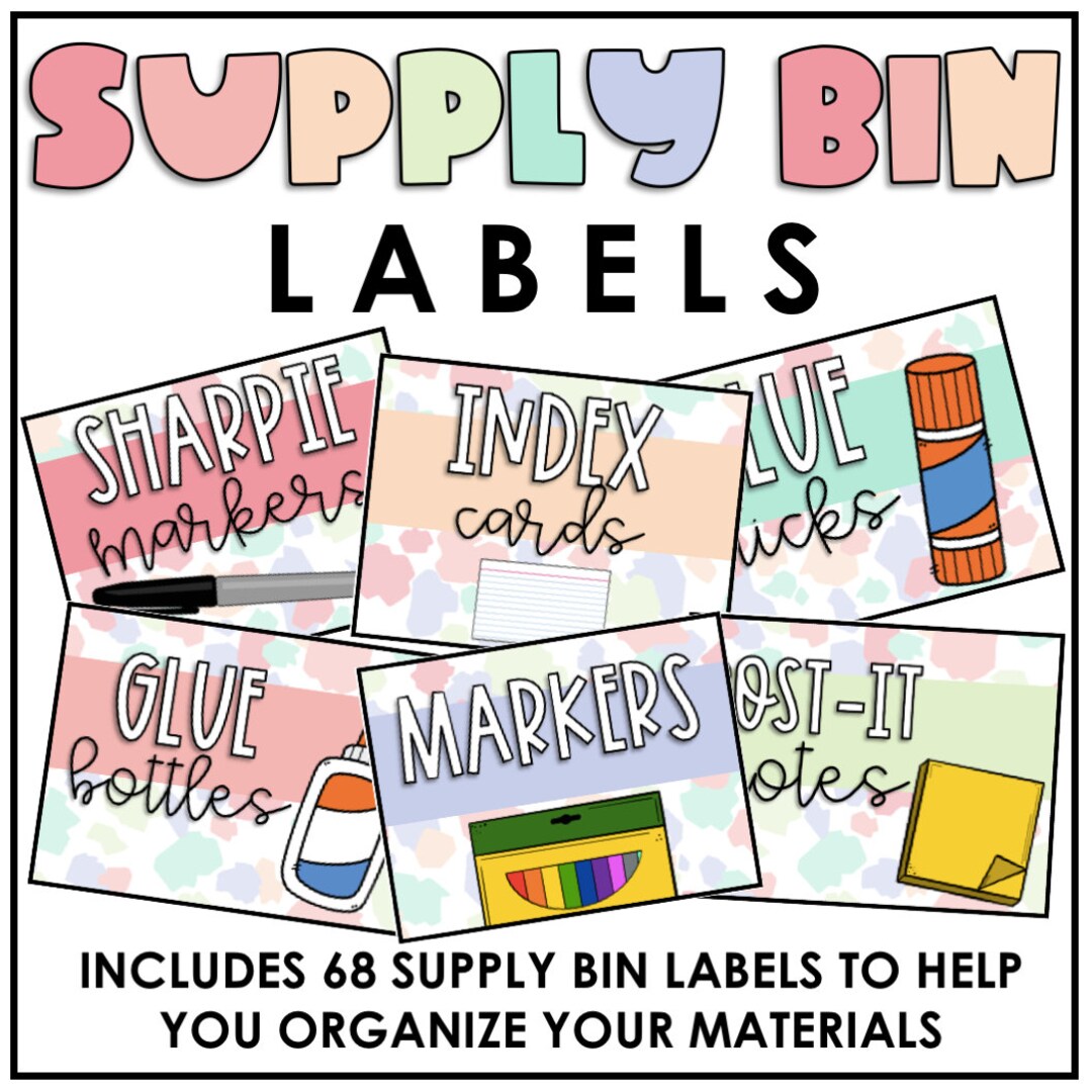 Editable Bright Pastel Supply Bin Labels - Classroom Supply Labels - Etsy