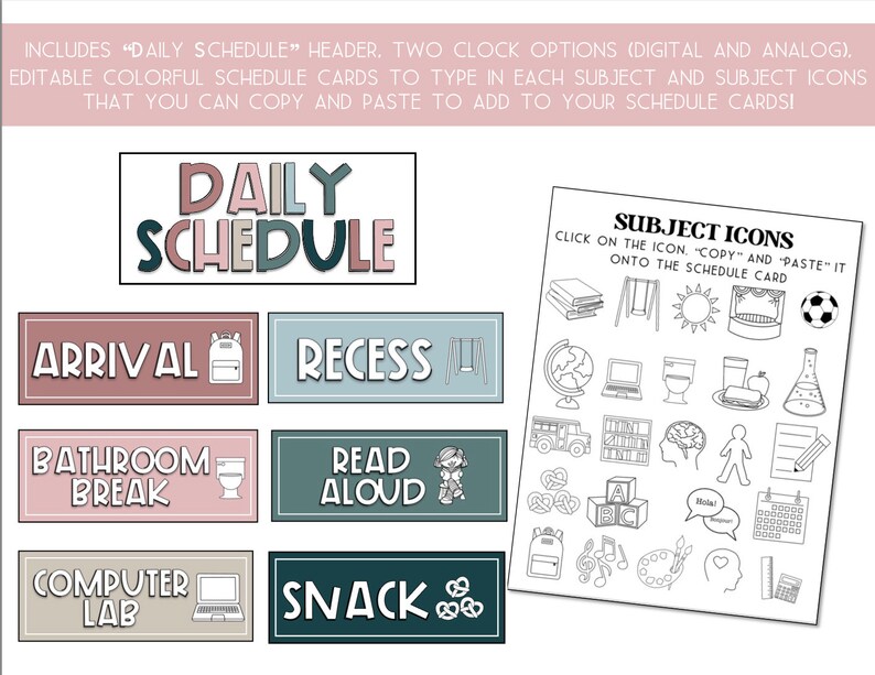EDITABLE Boho Daily Classroom Schedule Cards - Etsy