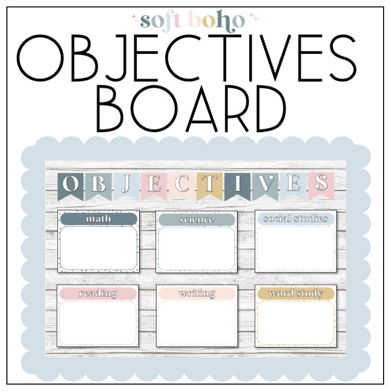 Editable Daily Objectives Board | Daily Objectives | Soft Boho - Etsy