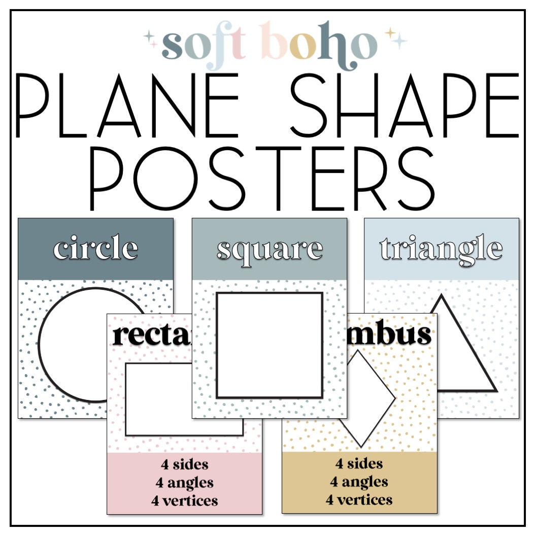 Soft Boho 2D / Plane Shapes Posters | Shape Attributes - Etsy