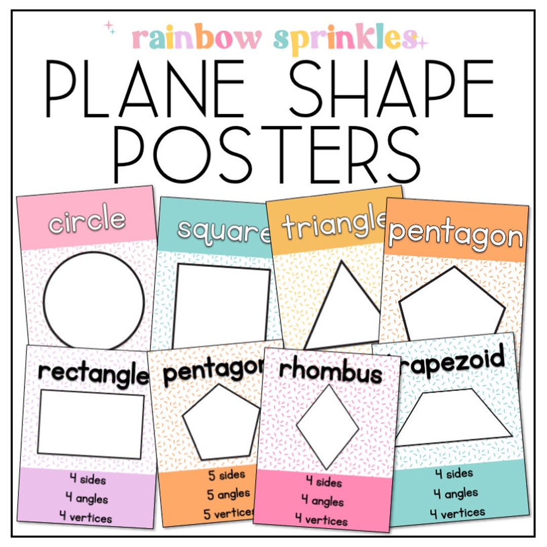 Rainbow Sprinkle 2D / Plane Shapes Posters | Shape Attributes - Etsy