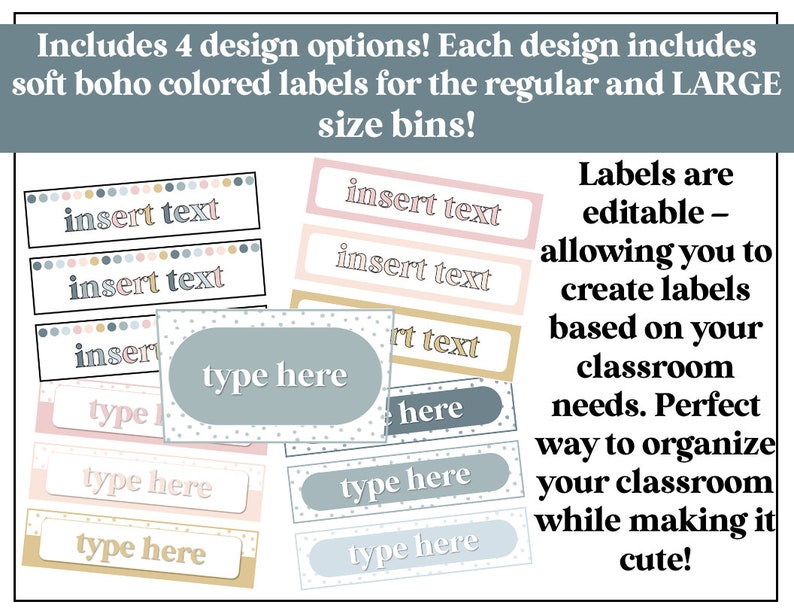 Editable Rolling Cart Labels | Sterilite 3 Drawer Labels | Soft Boho - Etsy