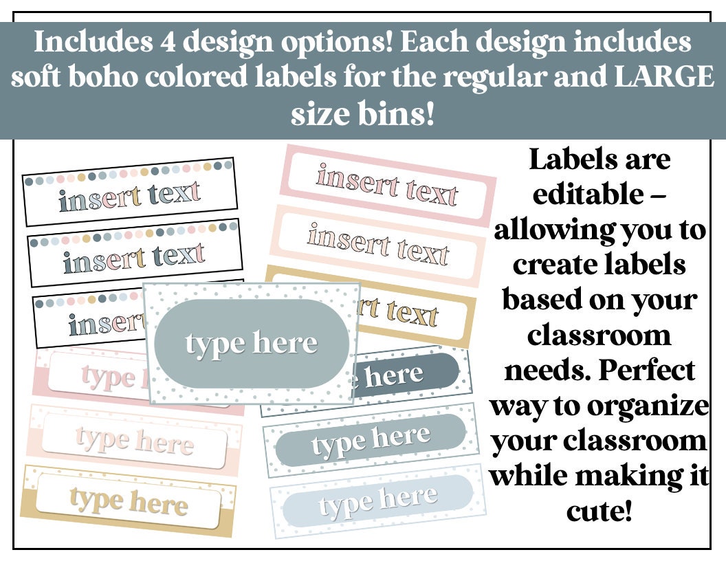 Editable Rolling Cart Labels | Sterilite 3 Drawer Labels | Soft Boho - Etsy