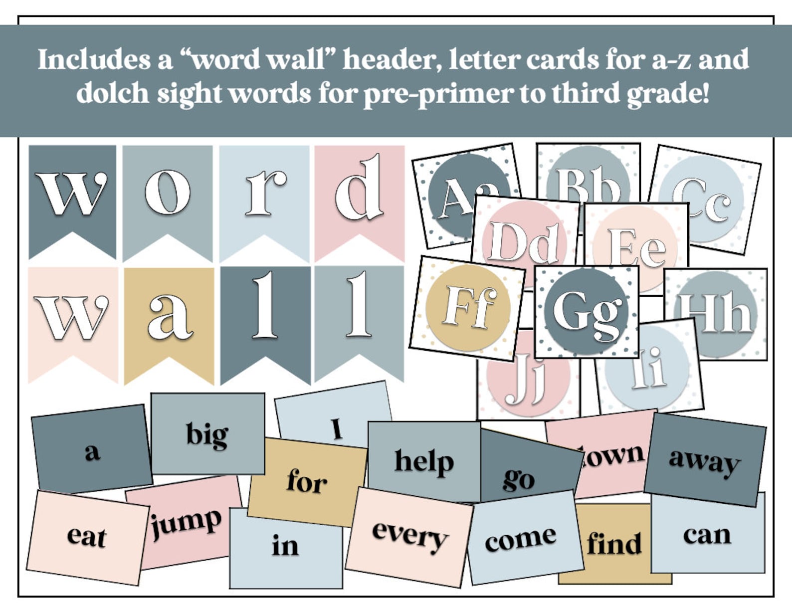 Editable Word Wall | Dolch Sight Words | Sight Words | Soft Boho - Etsy