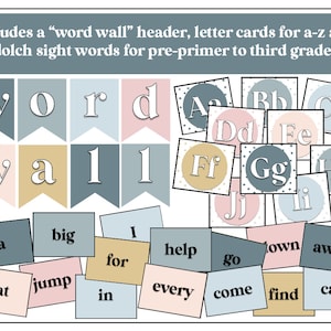Editable Word Wall | Dolch Sight Words | Sight Words | Soft Boho - Etsy