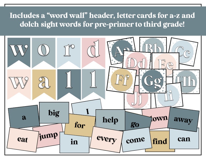 Editable Word Wall | Dolch Sight Words | Sight Words | Soft Boho - Etsy UK