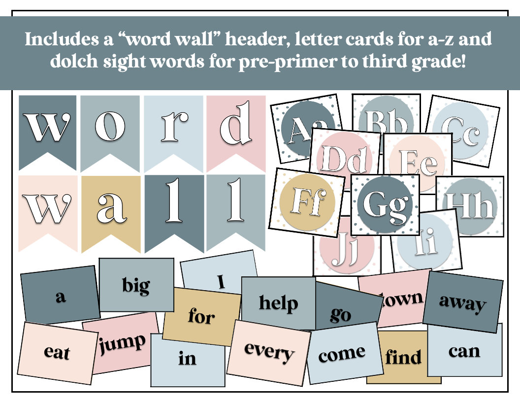 Editable Word Wall | Dolch Sight Words | Sight Words | Soft Boho - Etsy
