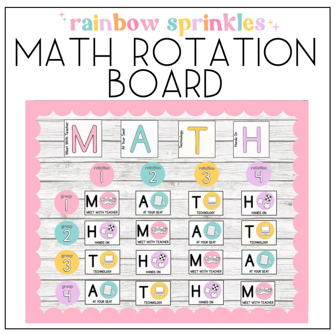 Rainbow Sprinkle Math Rotation Board | Math Workshop | Math Centers - Etsy