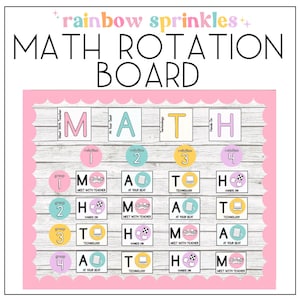 Rainbow Sprinkle Math Rotation Board | Math Workshop | Math Centers - Etsy