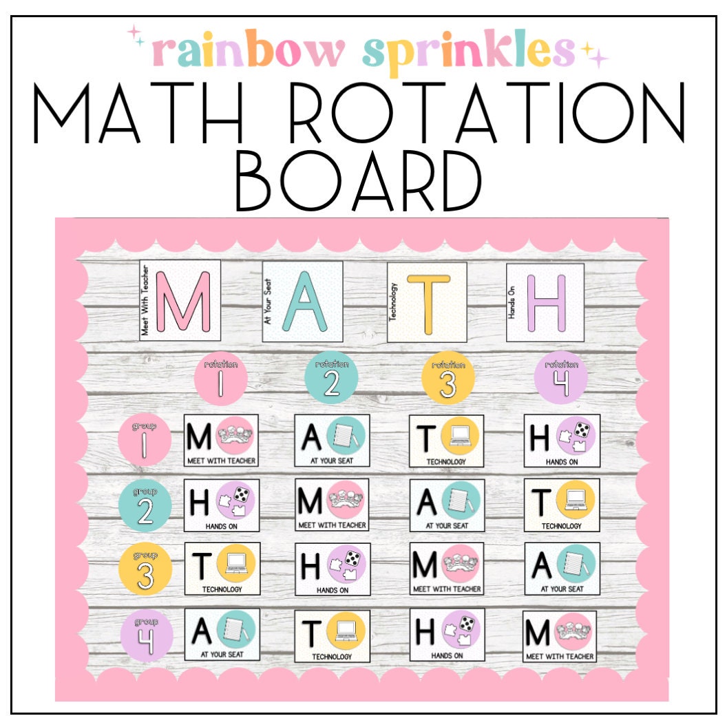 Rainbow Sprinkle Math Rotation Board | Math Workshop | Math Centers - Etsy