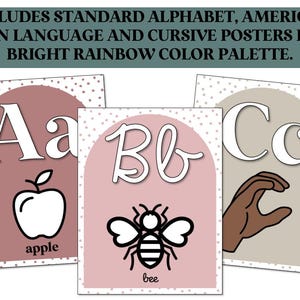 Alphabet Posters and Chart | Cursive | ASL | Boho Bliss - Etsy