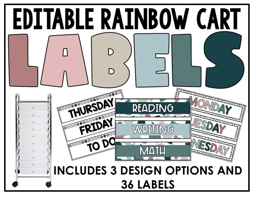 EDITABLE Boho 10 Drawer Rolling Cart Labels - Etsy