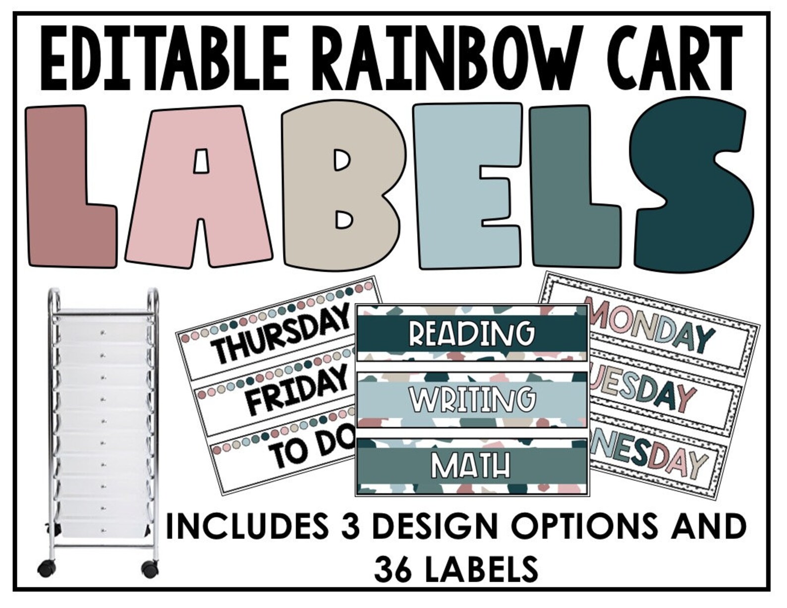 EDITABLE Boho 10 Drawer Rolling Cart Labels - Etsy