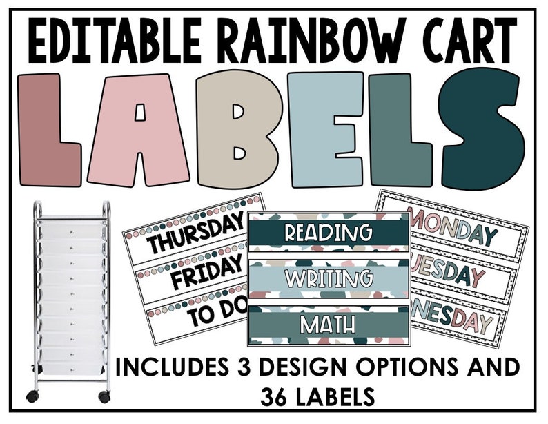 EDITABLE Boho 10 Drawer Rolling Cart Labels - Etsy