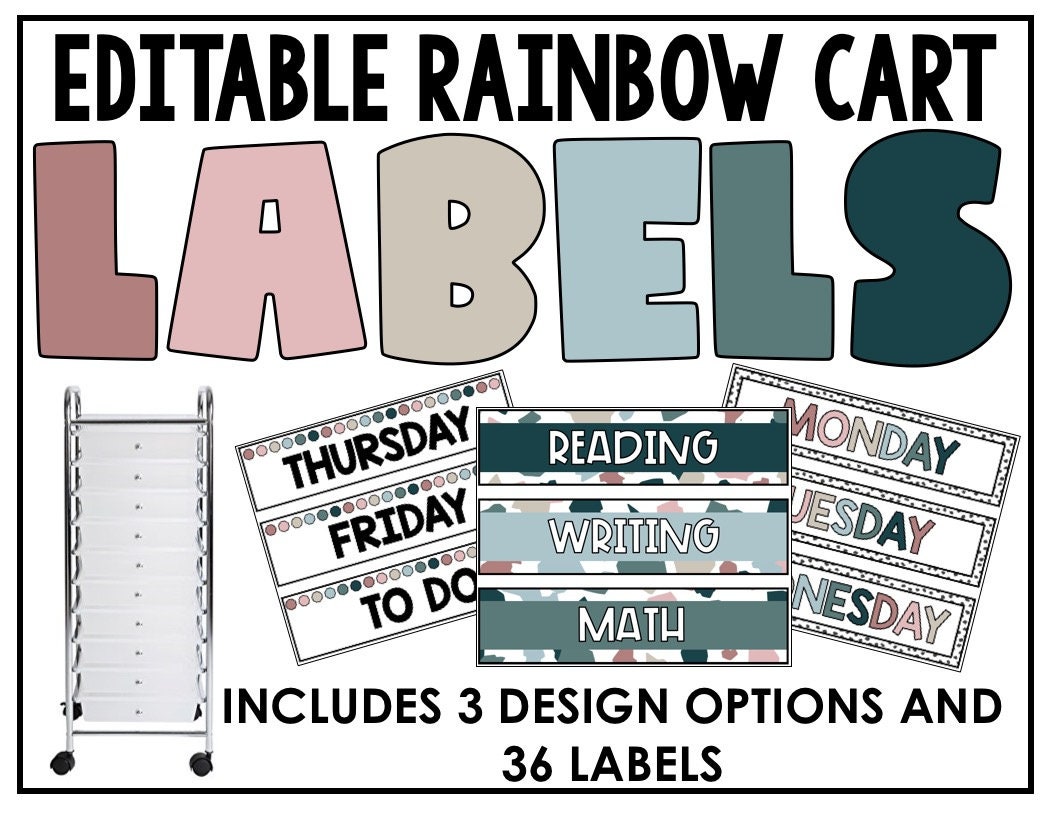 EDITABLE Boho 10 Drawer Rolling Cart Labels - Etsy