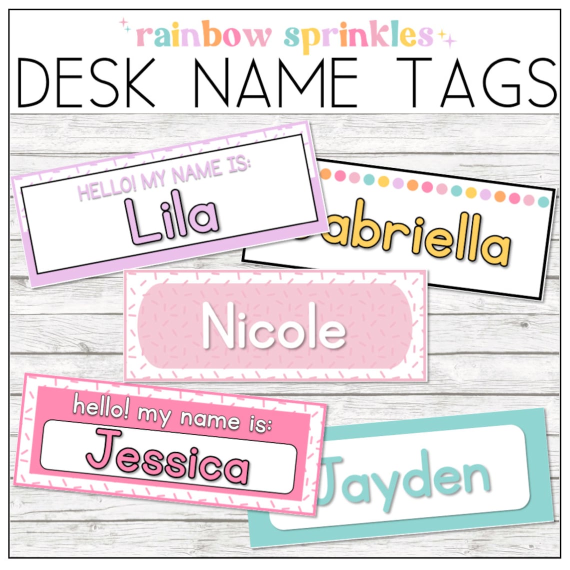Editable Student Desk Name Tags | Name Plates | Pastel Paradise - Etsy