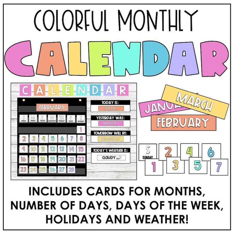 Colorful Calendar - Etsy
