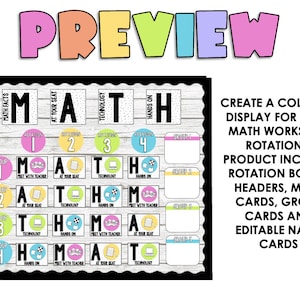 Colorful Math Workshop Rotation Board | Editable | Math Centers - Etsy