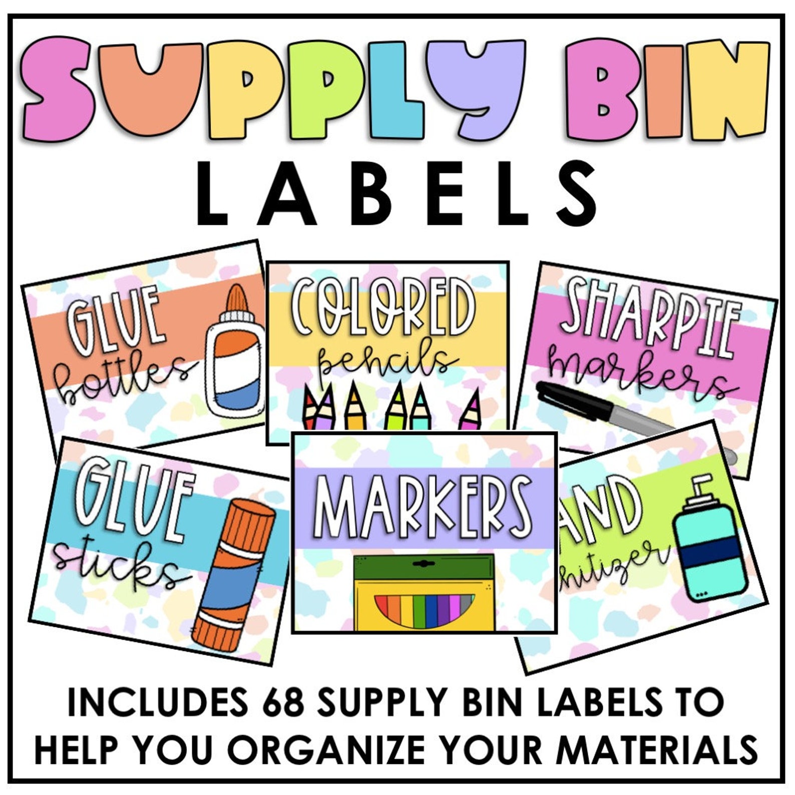 Editable Colorful Supply Bin Labels - Classroom Supplies - Etsy