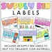 Editable Colorful Supply Bin Labels - Classroom Supplies - Etsy