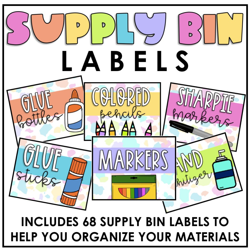 Editable Colorful Supply Bin Labels - Classroom Supplies - Etsy
