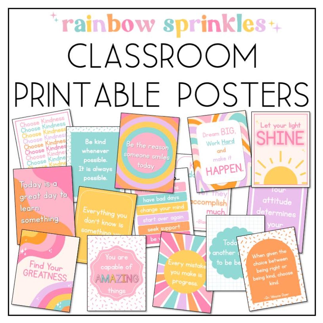 Rainbow Sprinkles Classroom Posters | Quotes | Motivational Posters - Etsy