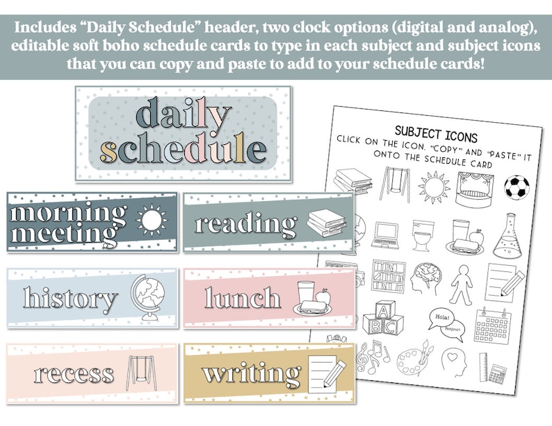 Editable Daily Classroom Schedule | Daily Agenda | Soft Boho - Etsy
