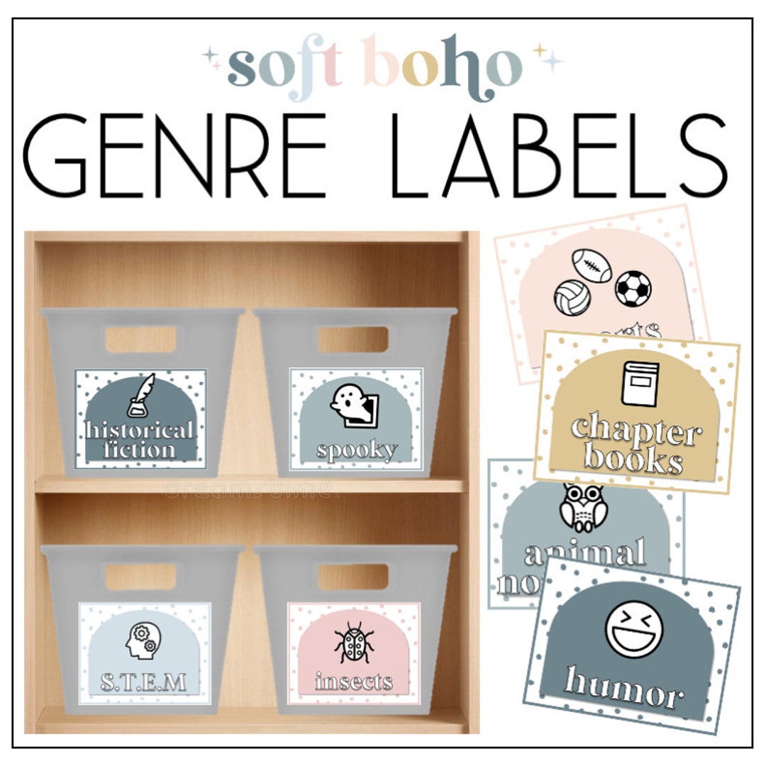 Editable Genre Labels | Classroom Library | Soft Boho - Etsy