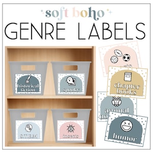 Editable Genre Labels | Classroom Library | Soft Boho - Etsy