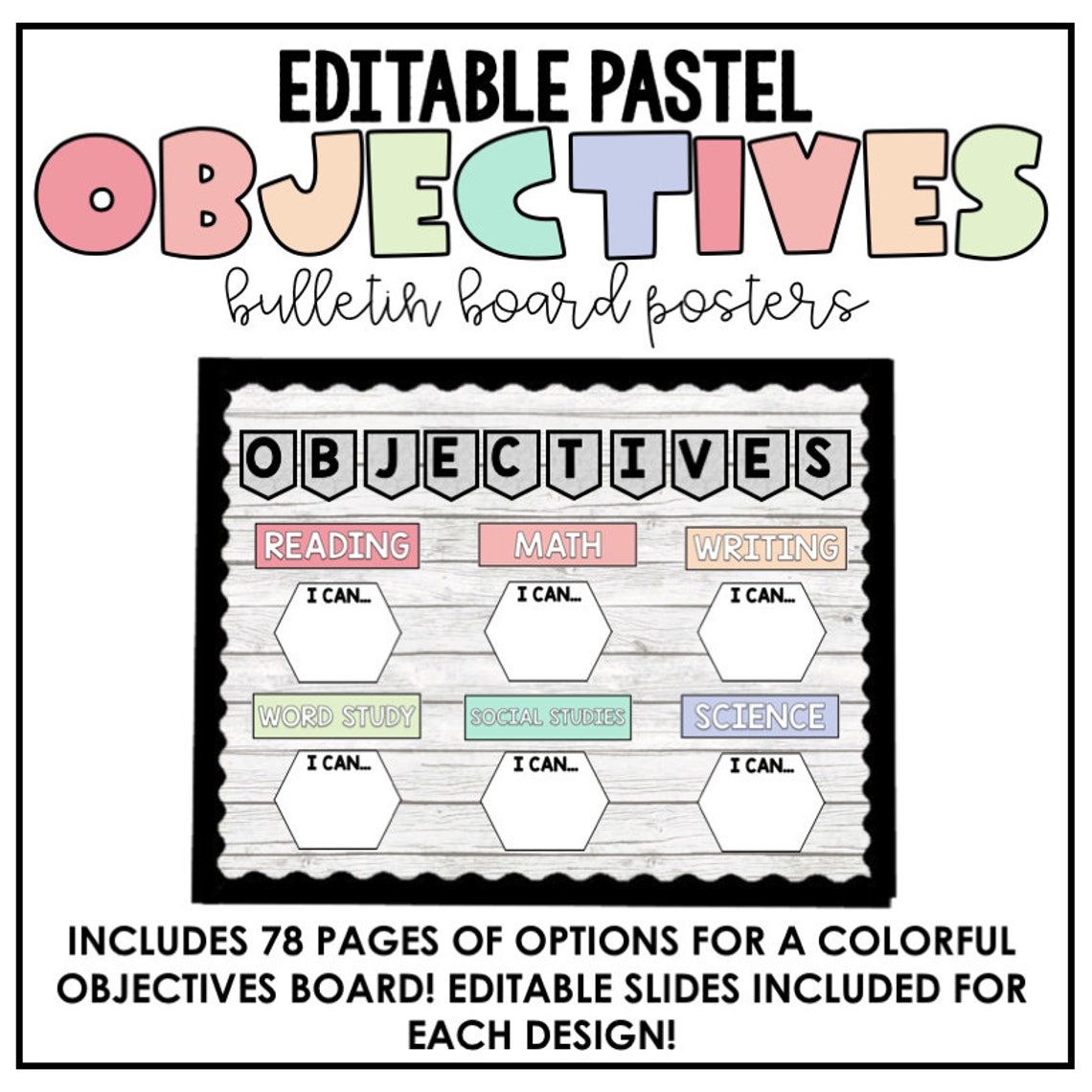 Editable Bright Pastel Classroom Objective Board | Posters and Headers ...
