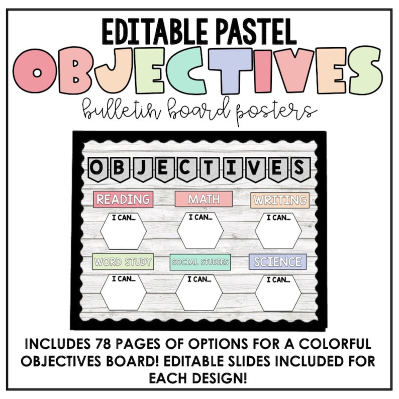 Editable Bright Pastel Classroom Objective Board | Posters and Headers ...