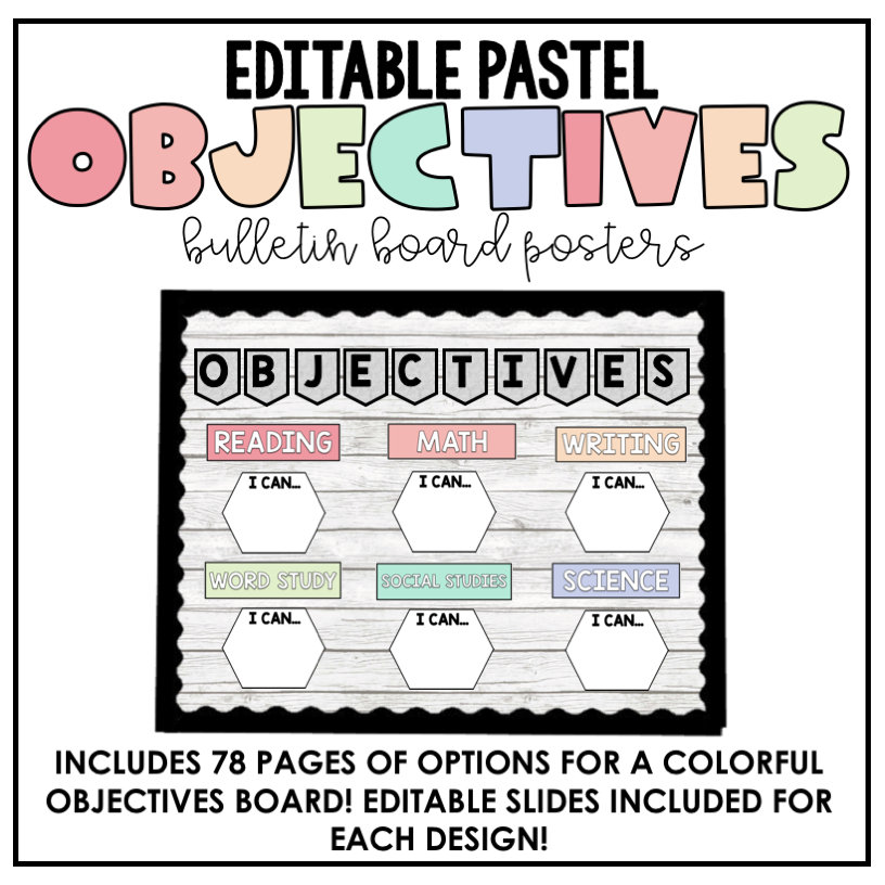 Editable Bright Pastel Classroom Objective Board | Posters and Headers ...