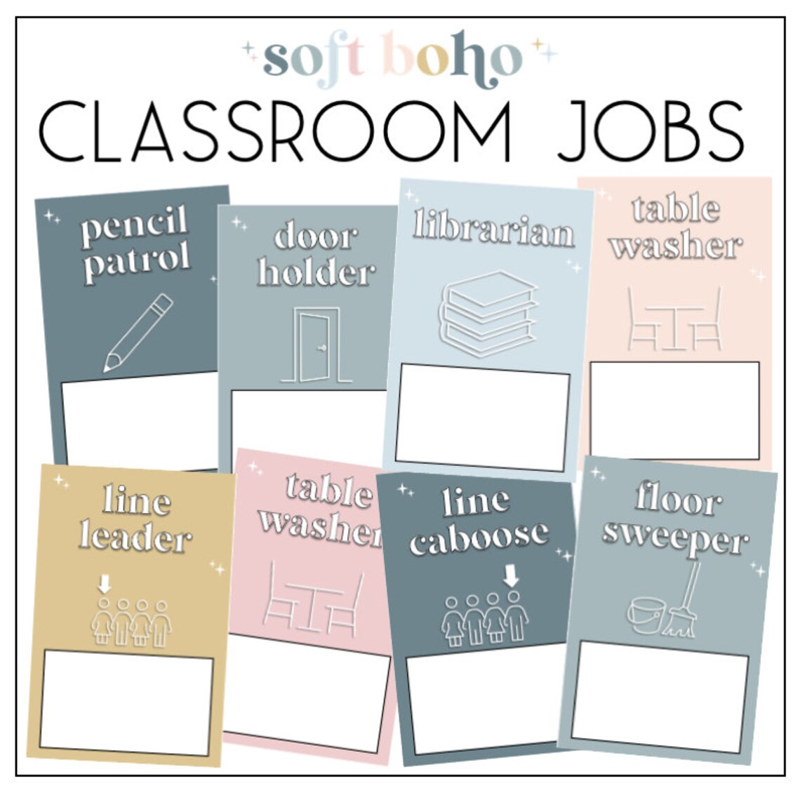 Editable Student Classroom Jobs Posters | Soft Boho | Class Helper ...