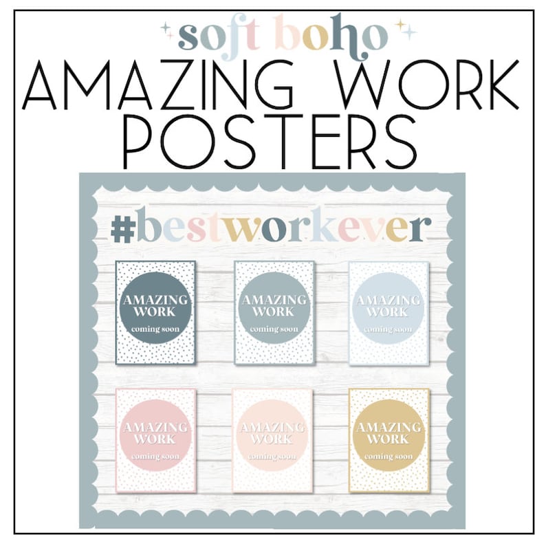 Amazing Work Bulletin Board Display | Soft Boho - Etsy