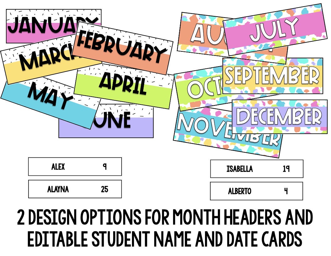 Editable Colorful Birthday Bulletin Board Display - Etsy