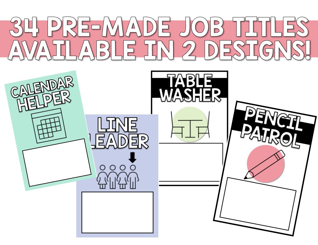 Bright Pastel Classroom Jobs Chart - Etsy